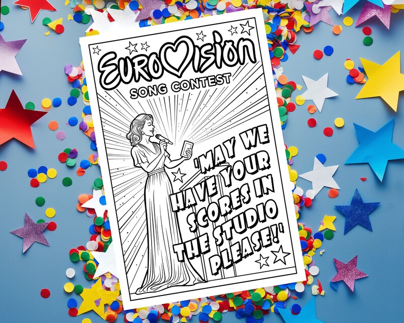 EUROVISION Song Contest BUNDLE 4 X A4 Colouring Page Downloads PDF - Etsy