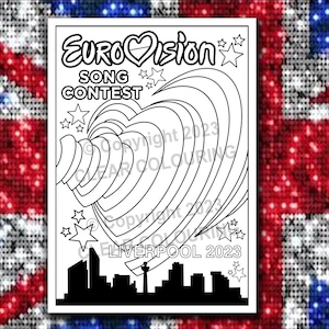 EUROVISION 2023 Liverpool - A4 Colouring Single Page Download PDF - Etsy