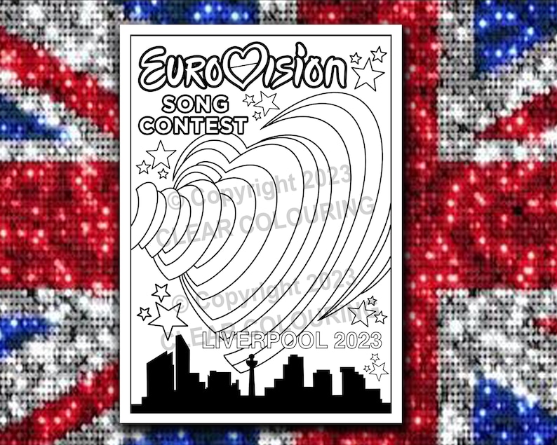 EUROVISION 2023 Liverpool - A4 Colouring Single Page Download PDF - Etsy