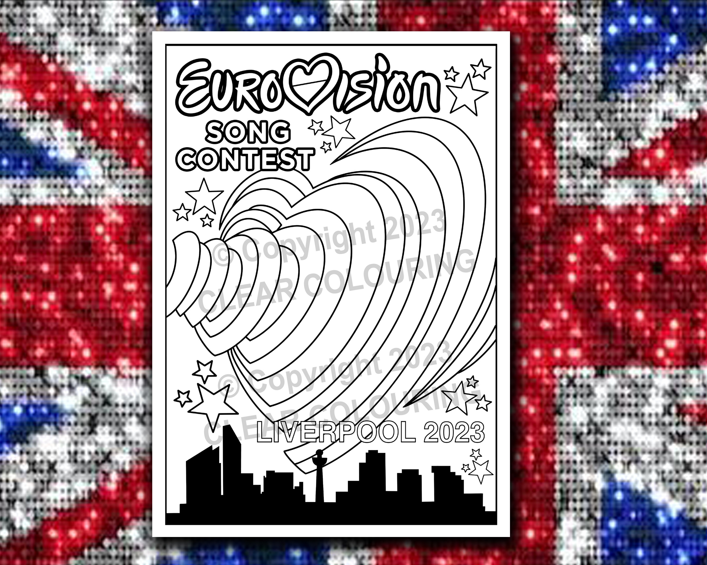 EUROVISION 2023 Liverpool - A4 Colouring Single Page Download PDF - Etsy
