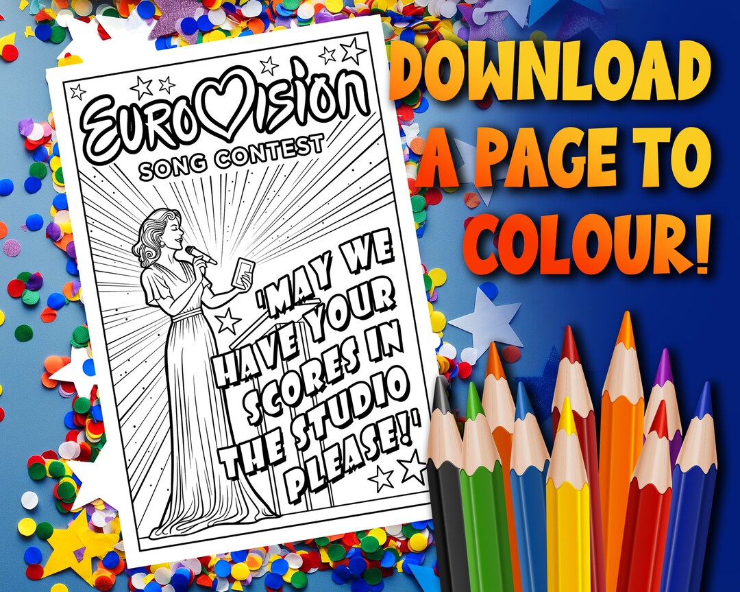 EUROVISION Song Contest SCORES A4 Colouring Single Page Download PDF - Etsy