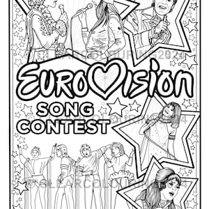 EUROVISION Vintage Song Contest A4 Colouring Single Page Download PDF ...
