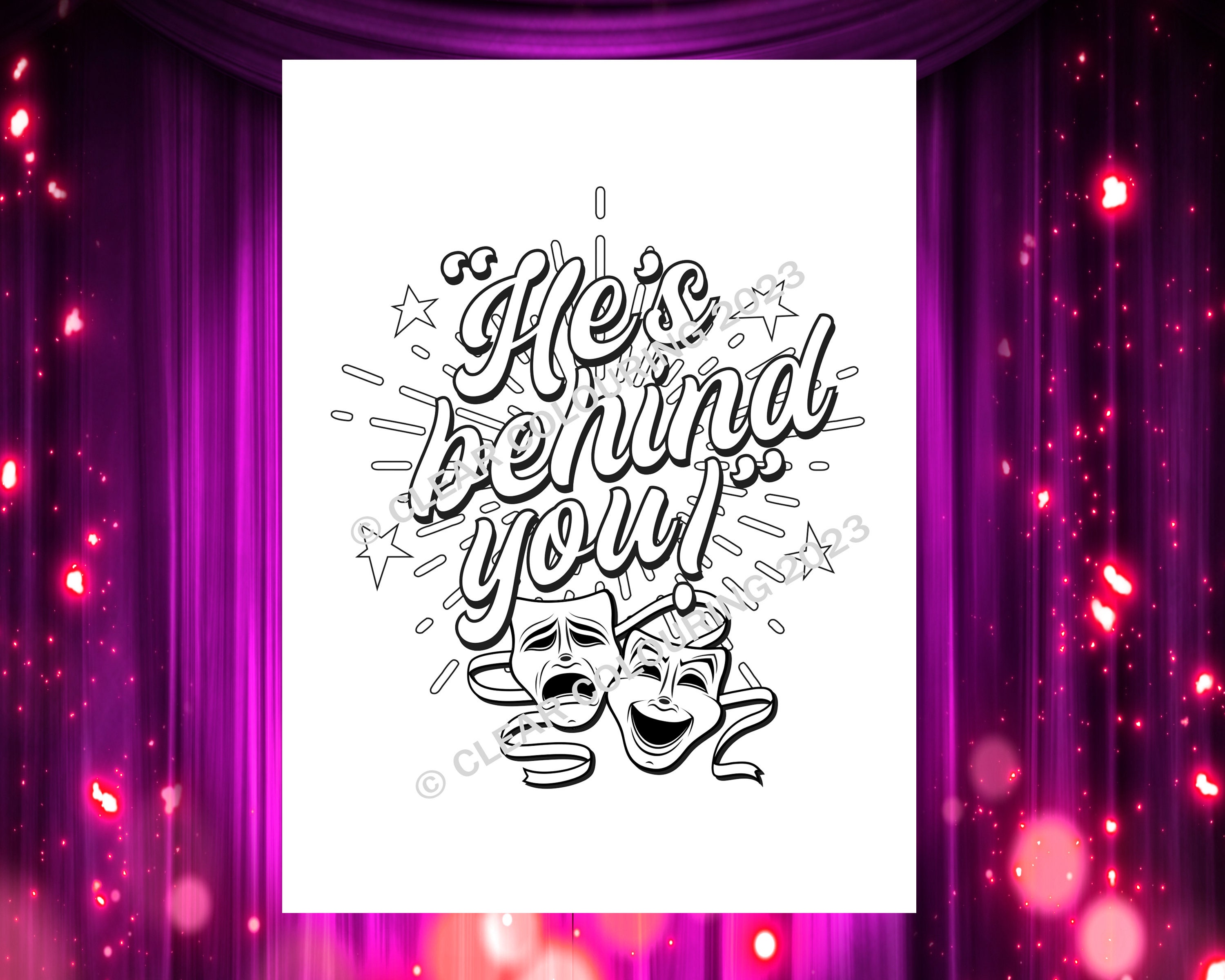 Pantomime 'he's Behind You!" Christmas Card - A5 (folded) Colouring ...