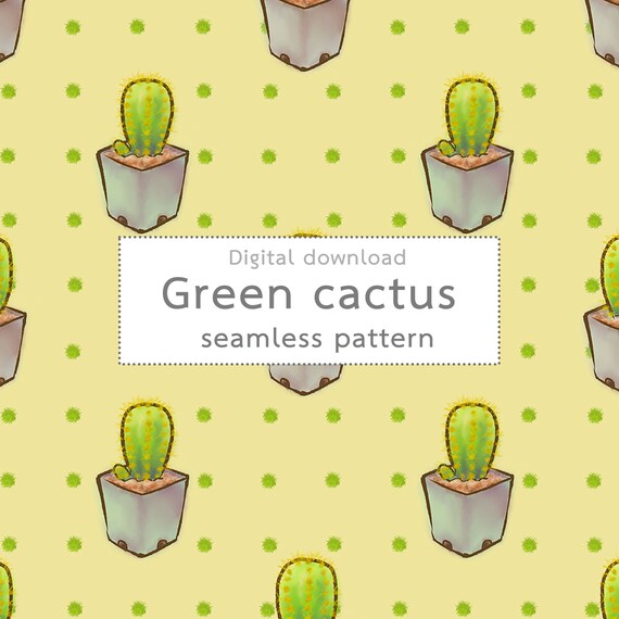 Cactus Plant Digital Seamless Pattern Files | Etsy