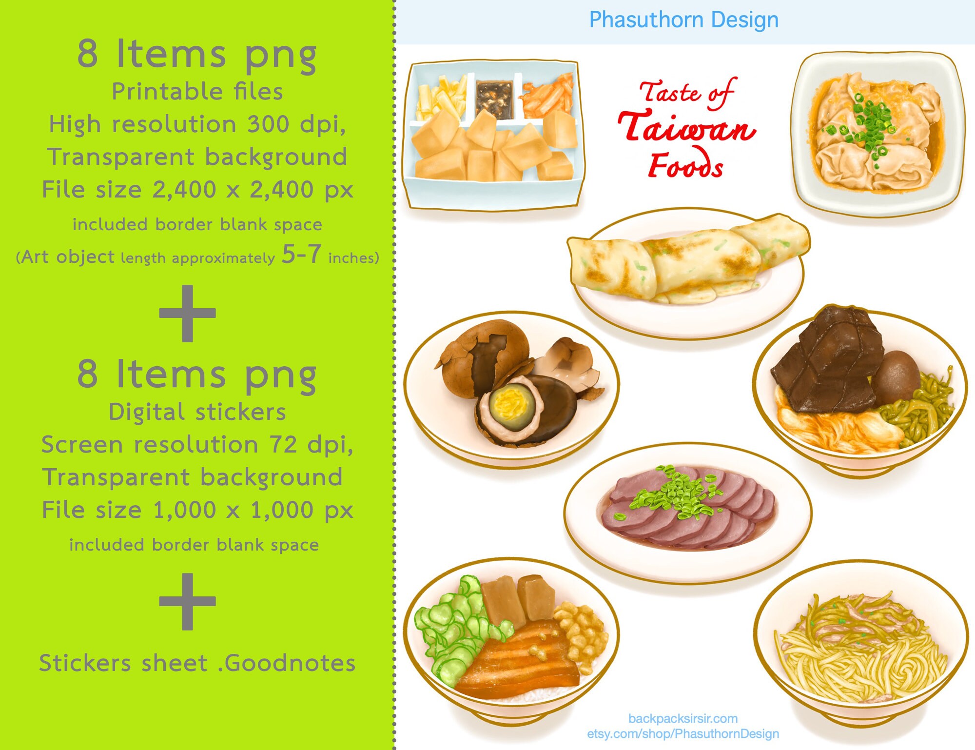 Taste of Taiwan Food Collection, Digital & Printable Stickers - Etsy