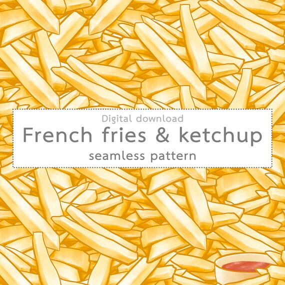 French fries digital pattern kitchen wallpaper | Etsy