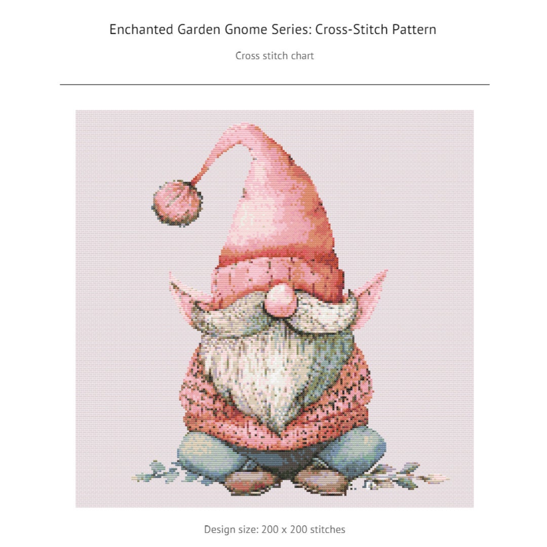 Gnome Cross Stitch Pattern. Counted Cross-stitch Pattern Series 6 of 12 ...
