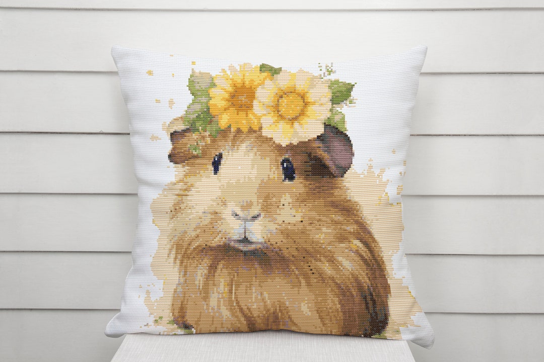 Guinea Pig Cross Stitch Pattern - Floral Crowned Guinea Pig, Counted ...