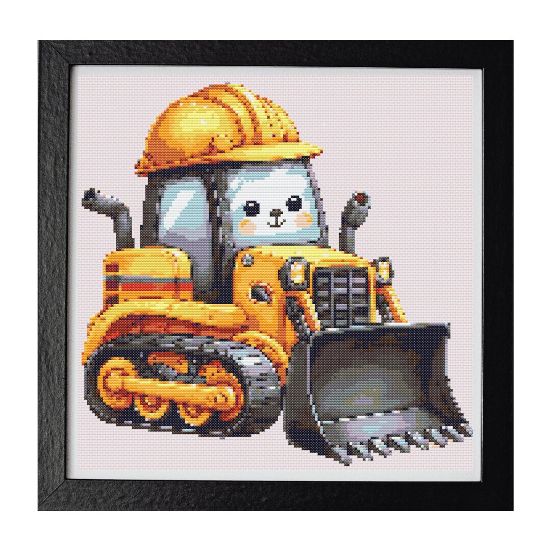Bulldozer Cross Stitch Pattern 70 X 70 Stitches. Cute Construction Mini ...