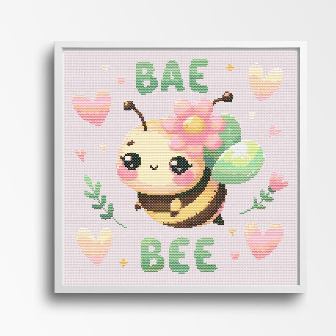 Cute Bee Cross Stitch Pattern, Nursery Baby Decor, Hand Embroidery, DIY ...