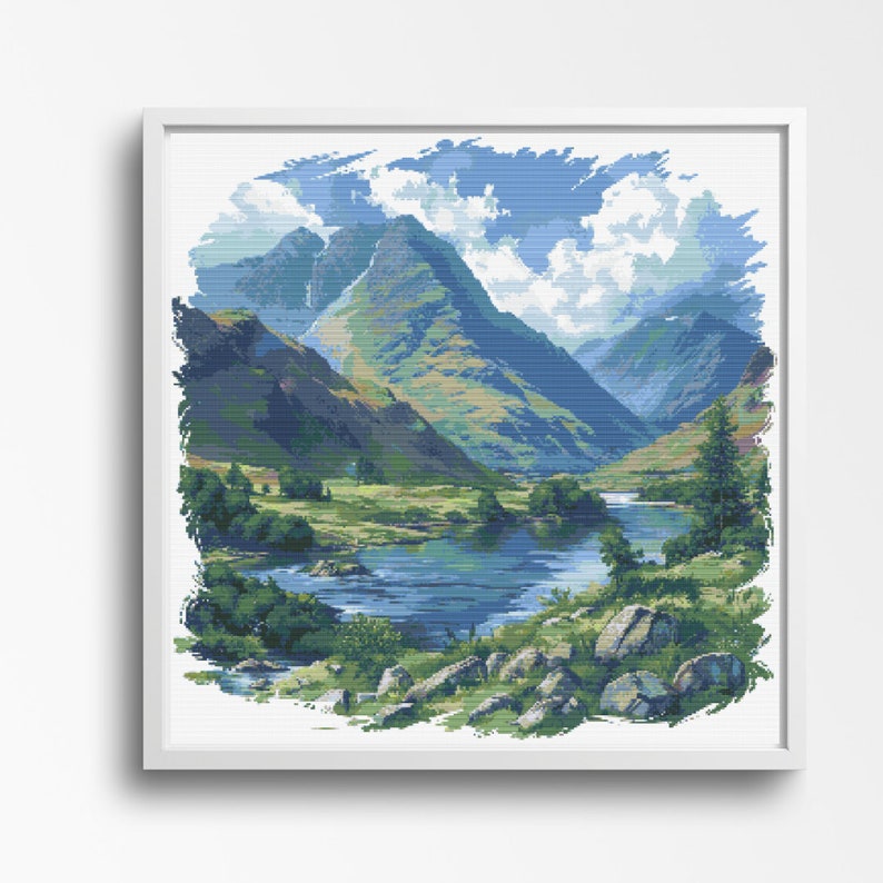 Scottish Highlands Cross Stitch Pattern - Scenic Landscape Needlework ...