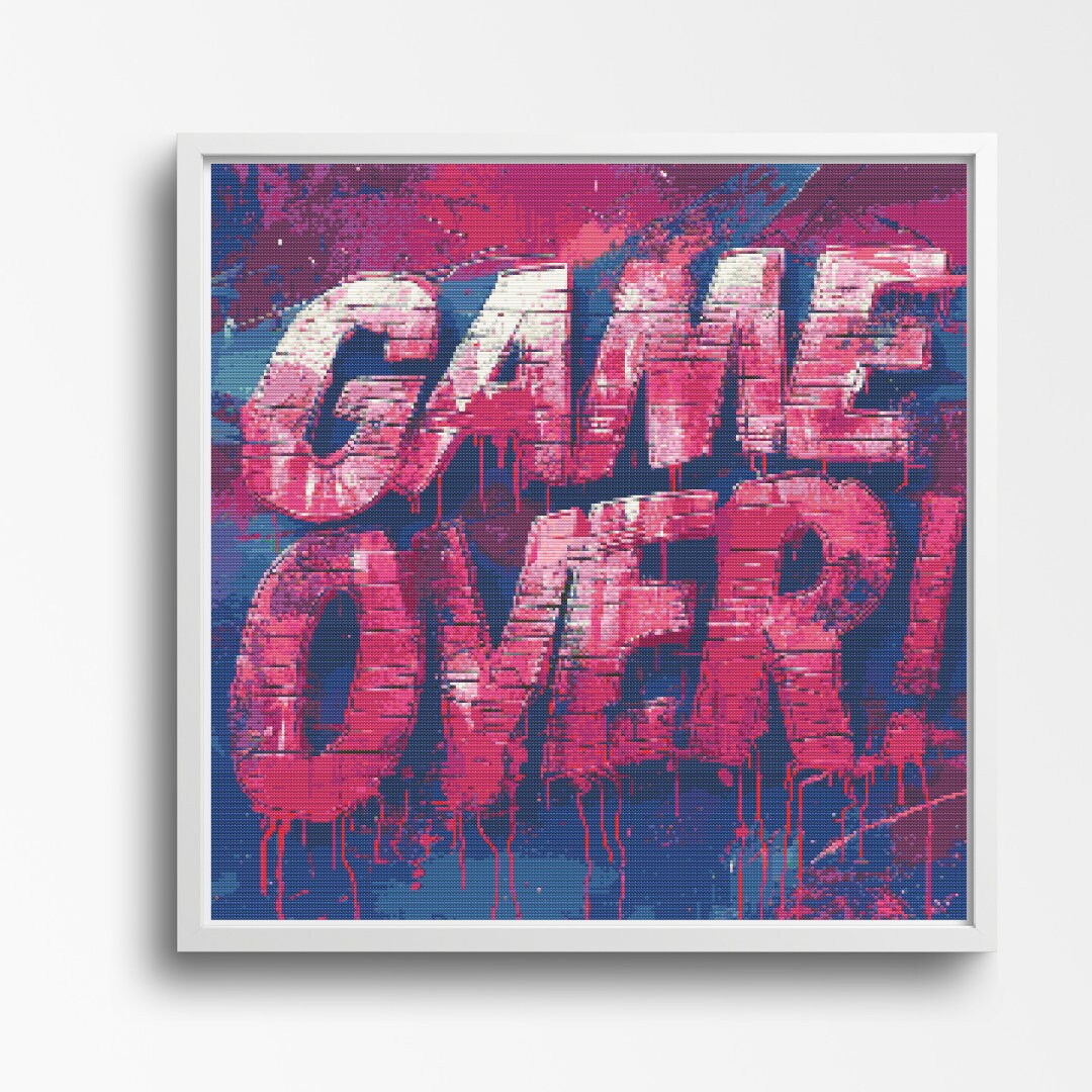 Game Over Counted Cross Stitch Pattern. Retro Gaming Nostalgia, Perfect ...