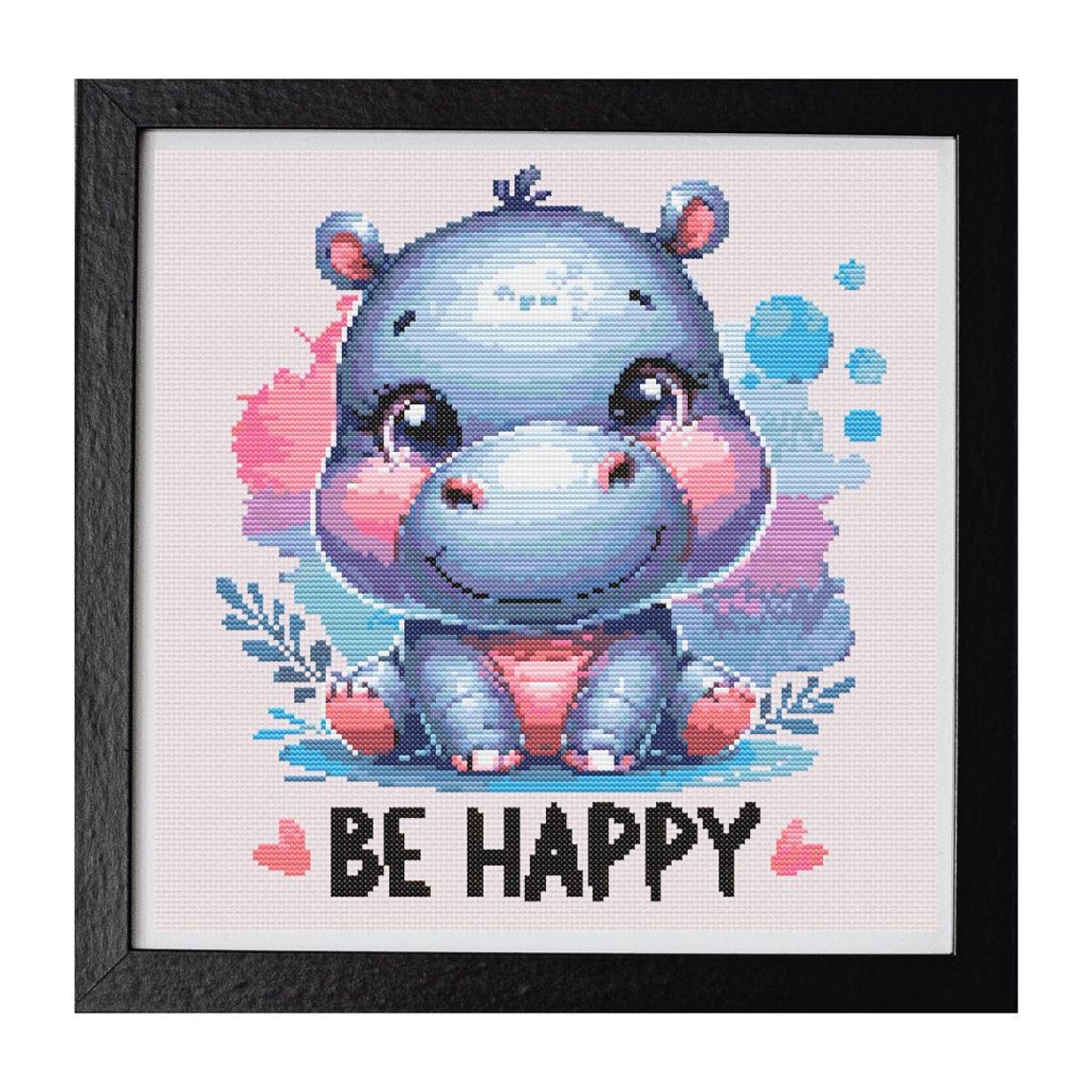 Happy Hippo Cross Stitch Pattern - Charming Wildlife Design, Ideal for ...