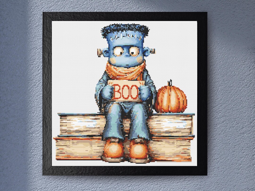 Frankenstein Cross Stitch Pattern for Halloween Decor and Spooky ...