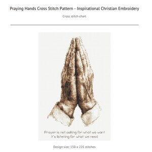 Praying Hands Cross Stitch Pattern - Inspirational Christian Embroidery ...