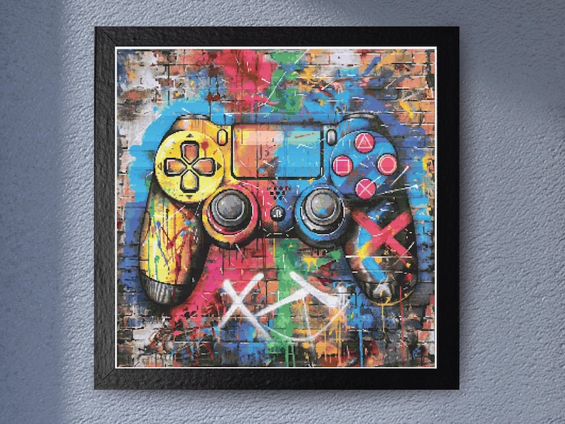 Cross Stitch Pattern - Controller Chaos: Vibrant Gaming 300x300 ...
