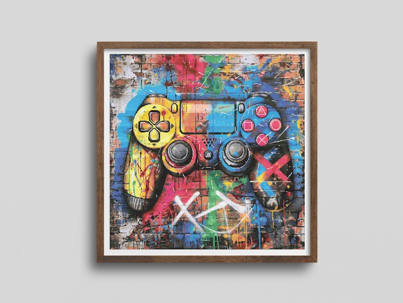 Cross Stitch Pattern - Controller Chaos: Vibrant Gaming 300x300 ...