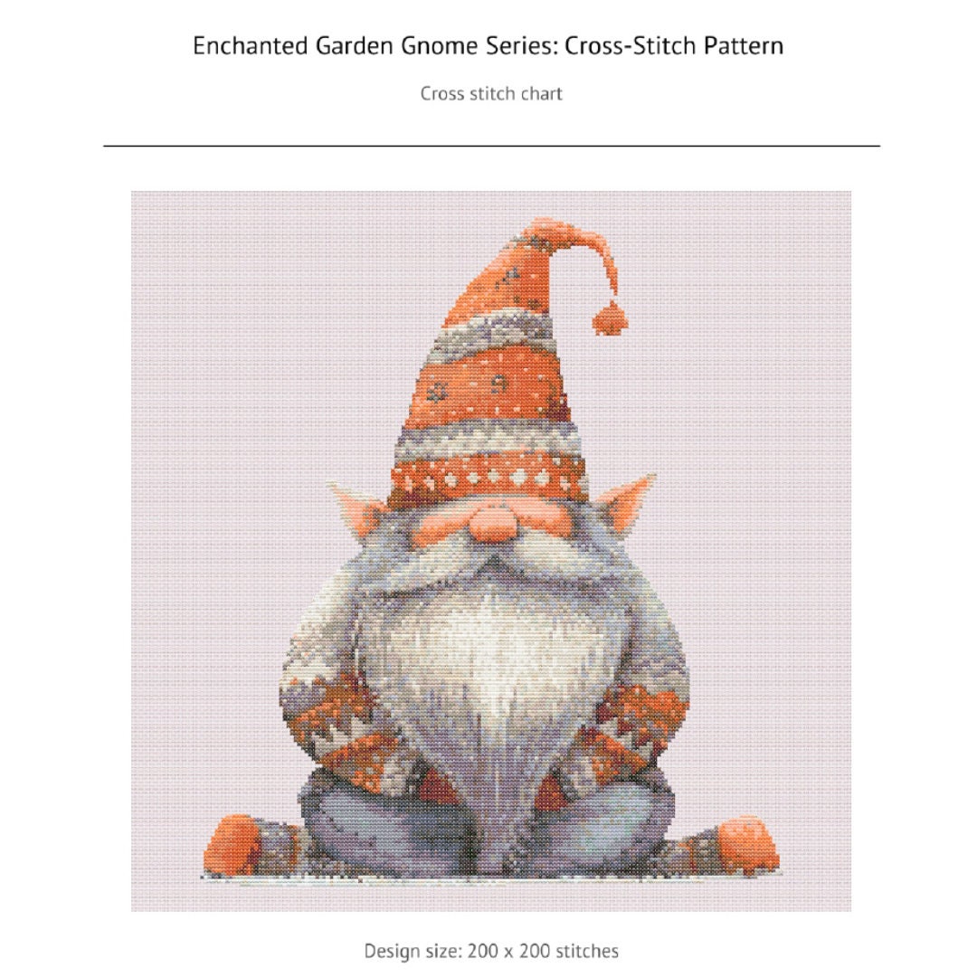 Gnome Cross Stitch Pattern. Counted Cross-stitch Pattern Series 3 of 12 ...