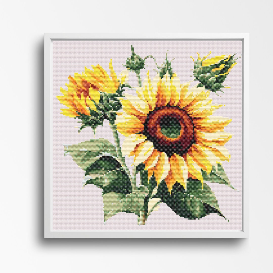 Sunflower Cross Stitch Pattern - Bright and Cheerful Floral Needlework ...