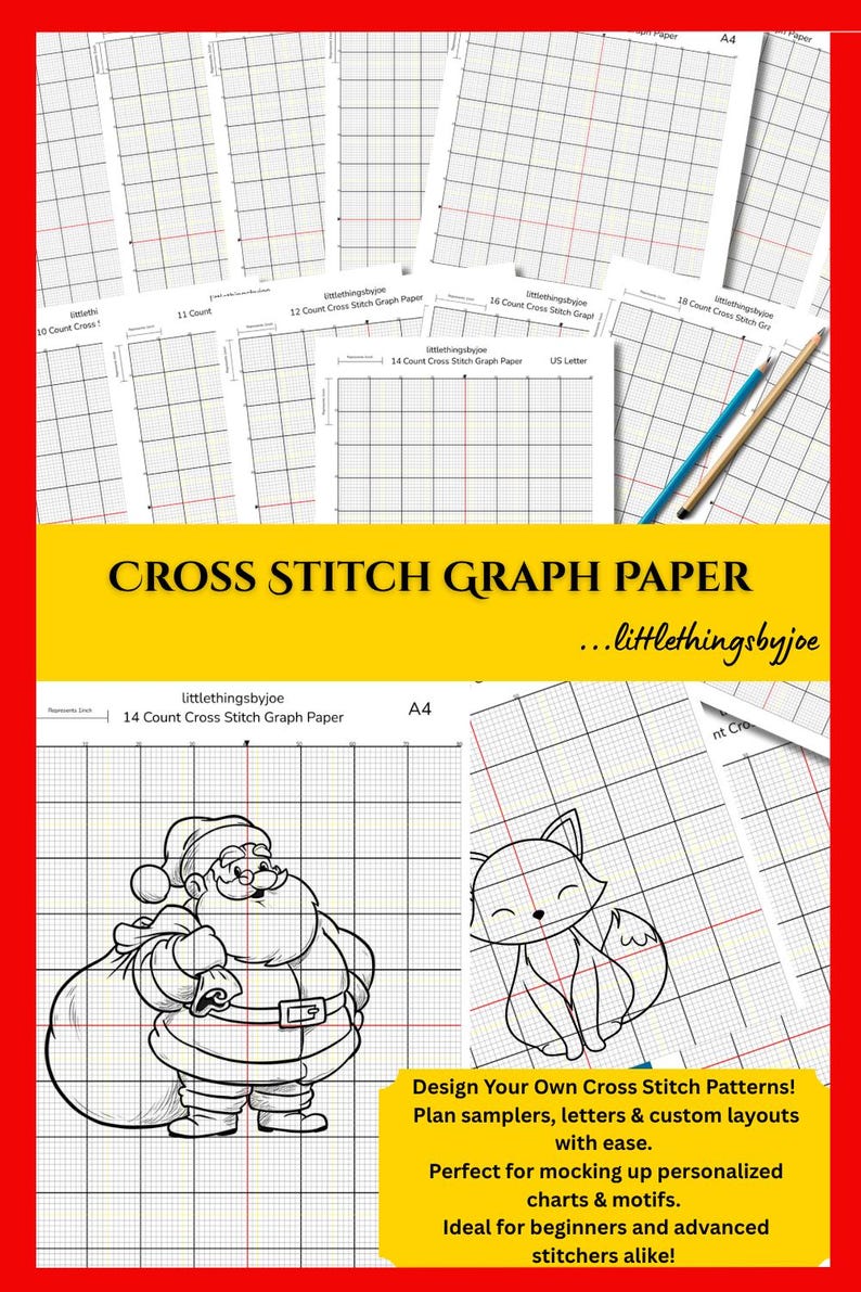Graph Paper for Cross Stitch, Blank Grid Paper Design Your Own Patterns ...