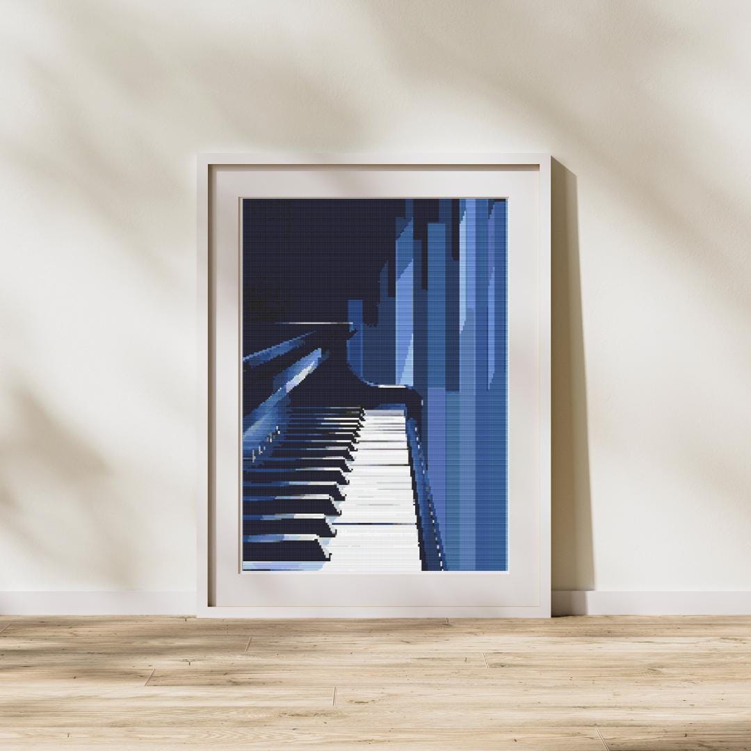 Midnight Serenade: Modern Piano Cross Stitch Pattern - Modern Music ...