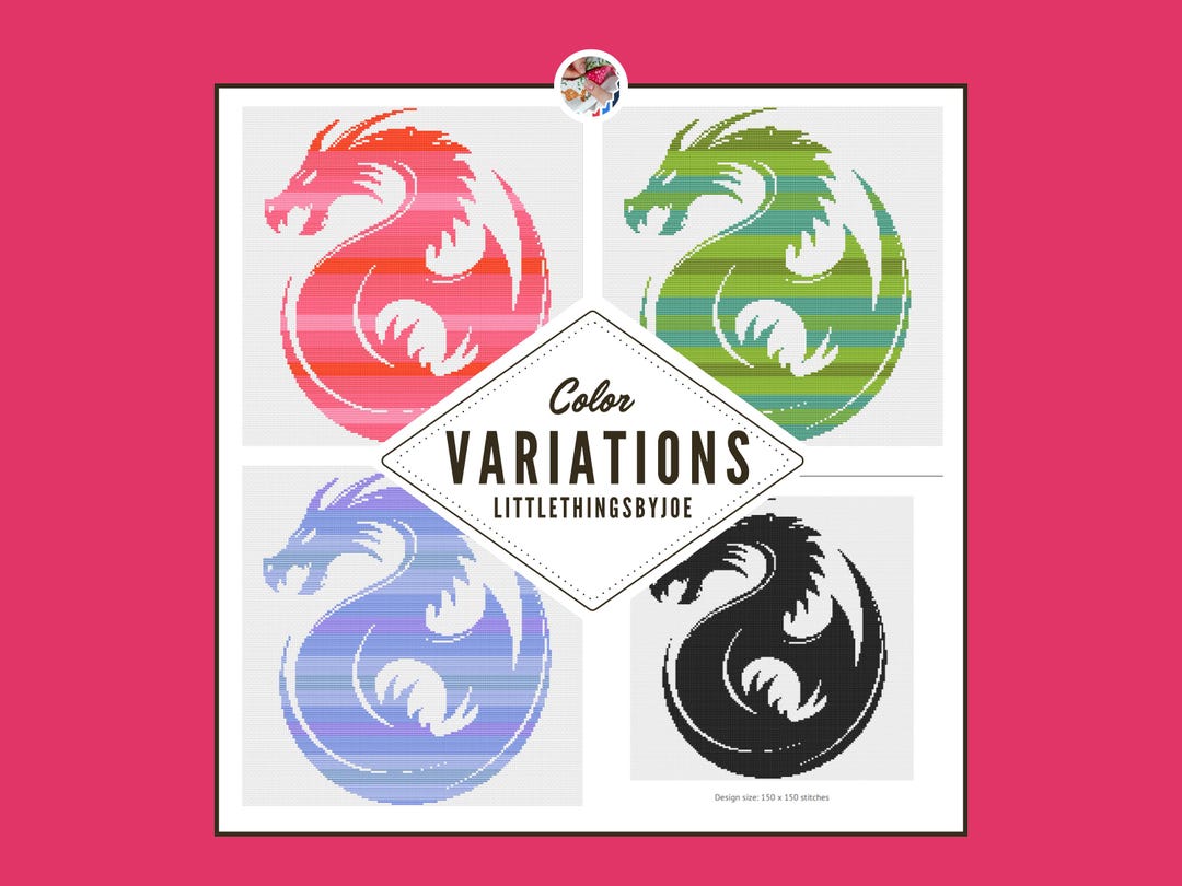 Dragon Cross Stitch Pattern Designed for Use With Variegated Thread ...