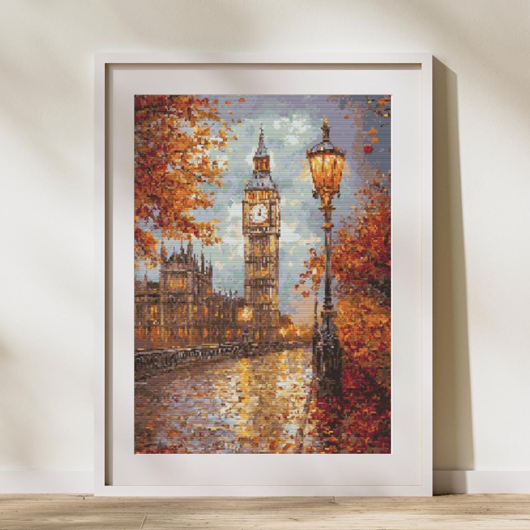 Big Ben Cross Stitch Pattern - Autumn Evening London Skyline With ...