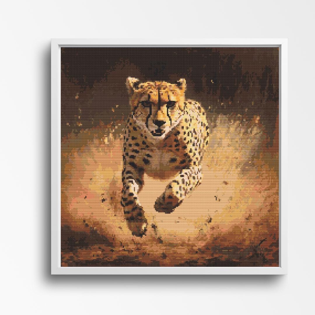 Cheetah Cross-stitch Pattern, High-speed Cheetah Cross-stitch Design ...