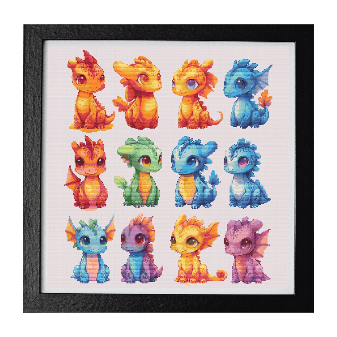 Cute Dragon Collection Cross Stitch Pattern. Counted Cross-stitch. 12 ...