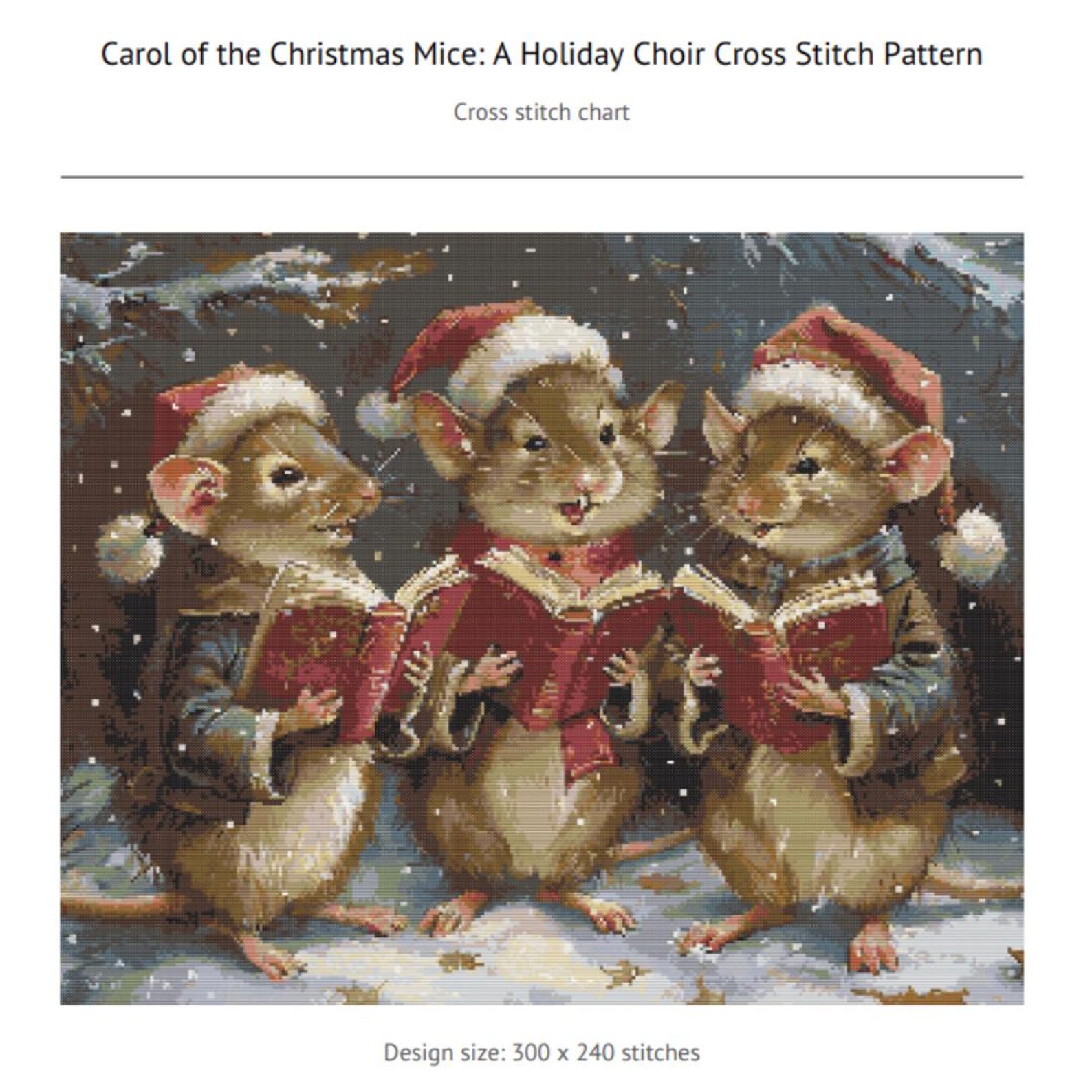 Carol of the Christmas Mice: A Holiday Choir Cross Stitch Pattern - PDF ...