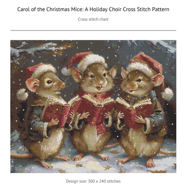 Carol of the Christmas Mice: A Holiday Choir Cross Stitch Pattern - PDF Instant Digital Download ...