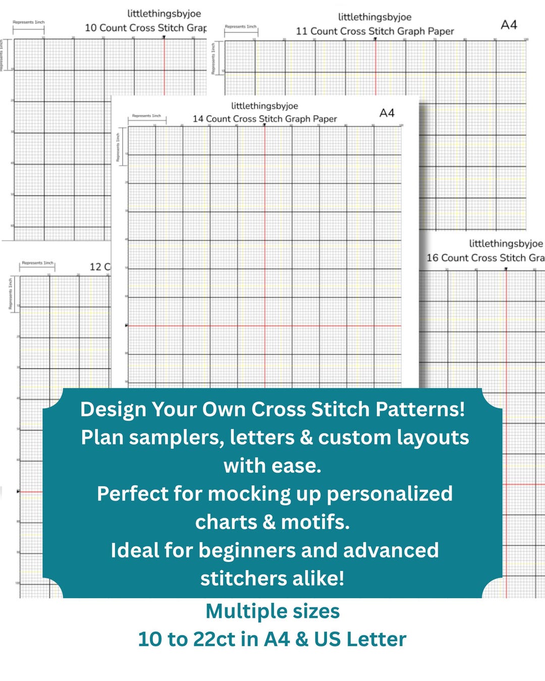 Graph Paper for Cross Stitch, Blank Grid Paper Design Your Own Patterns ...