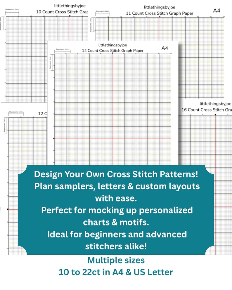 Graph Paper for Cross Stitch, Blank Grid Paper Design Your Own Patterns ...
