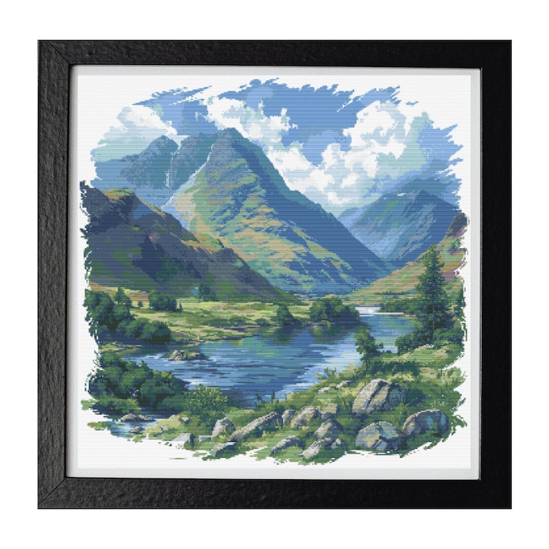 Scottish Highlands Cross Stitch Pattern Scenic Landscape Needlework ...