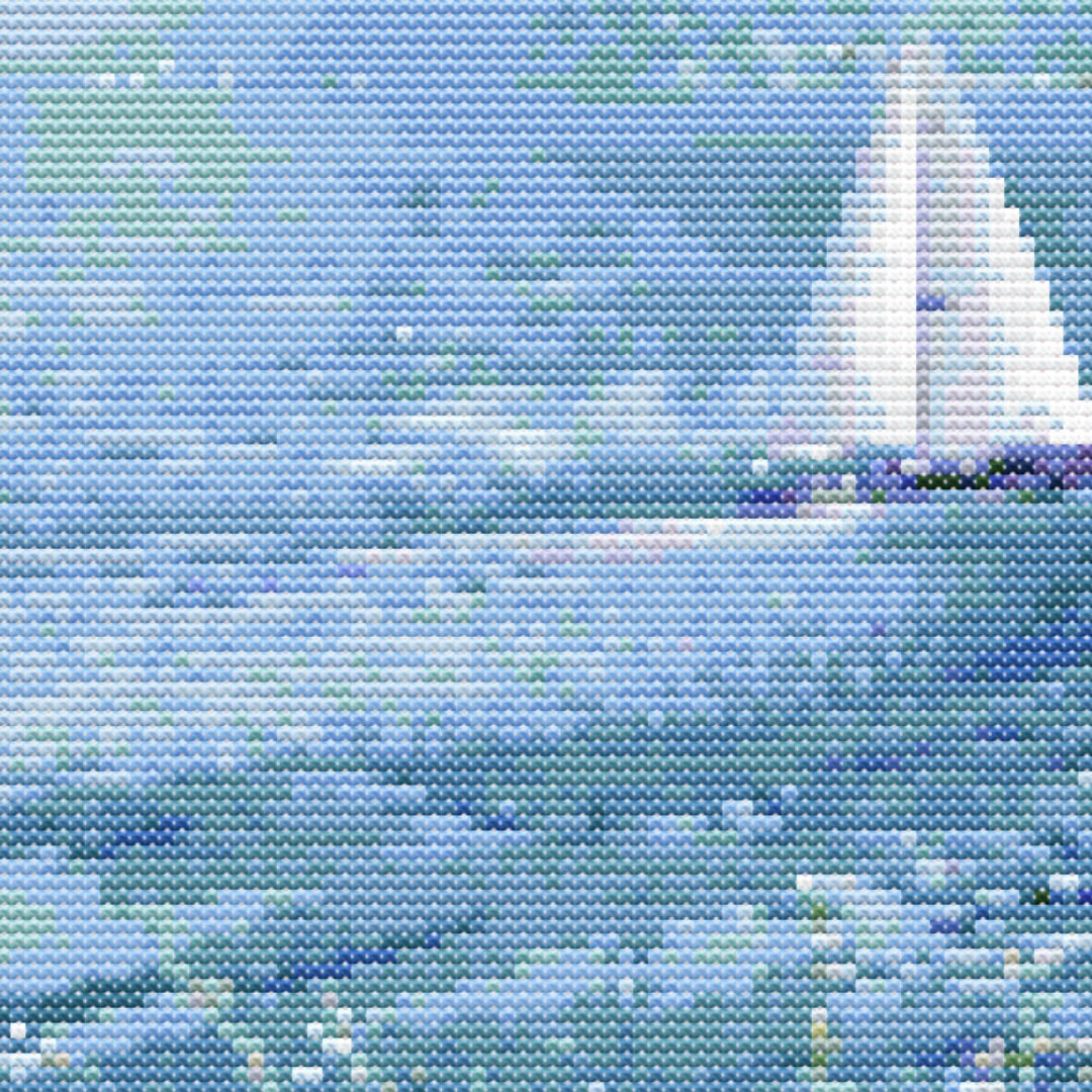 Lavender Lake Cross Stitch Pattern: Scenic Sailboat on a Serene Lake ...