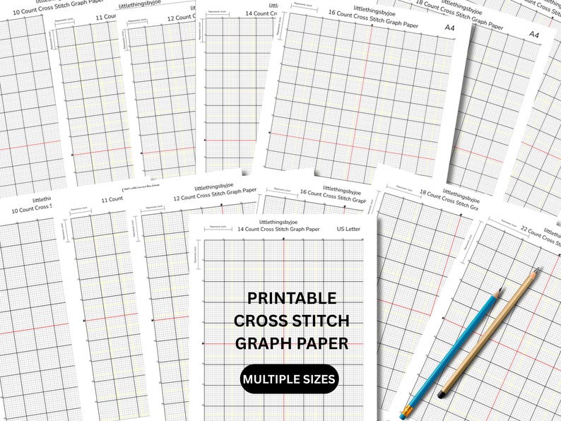 Printable Cross Stitch Graph Paper, Blank Grid Paper for Cross Stitch ...