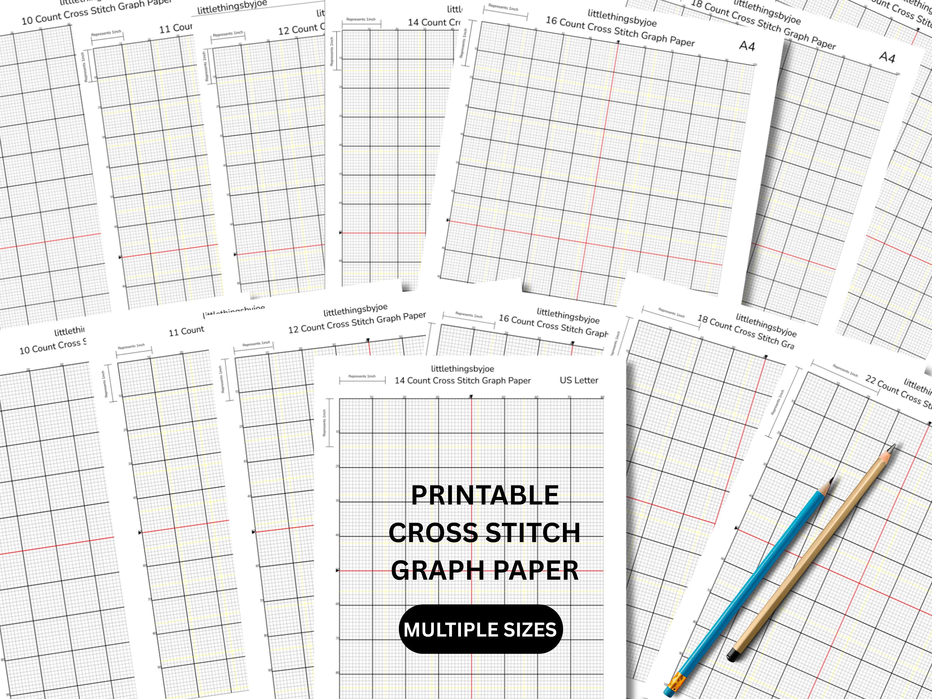 Printable Cross Stitch Graph Paper, Blank Grid Paper for Cross Stitch ...