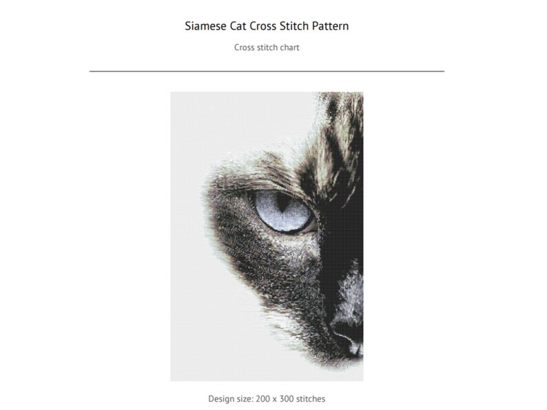 Siamese Cat Cross Stitch Pattern for Pet Lovers – Elegant Blue-eyed Cat ...