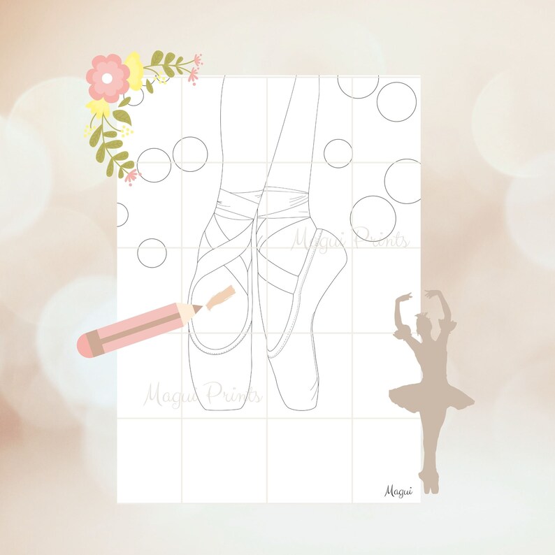 Printable Coloring Page Ballerina Slippers Instant Digital - Etsy