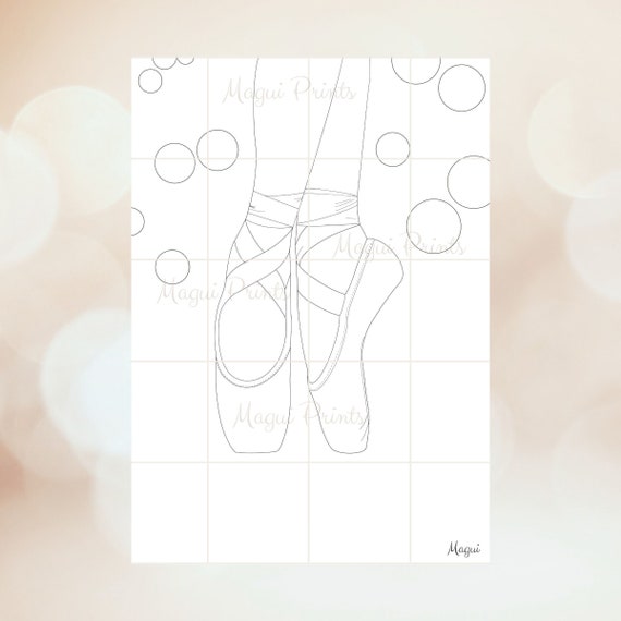 Printable Coloring Page Ballerina Slippers Instant Digital - Etsy