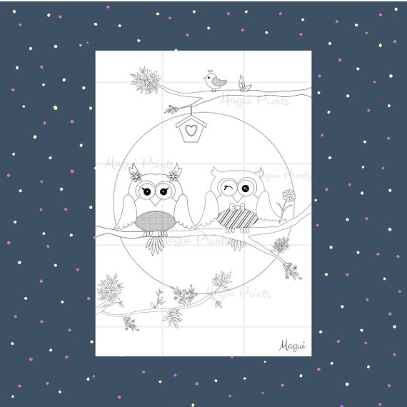 Printable Coloring Page Owl Instant Digital Download - Etsy