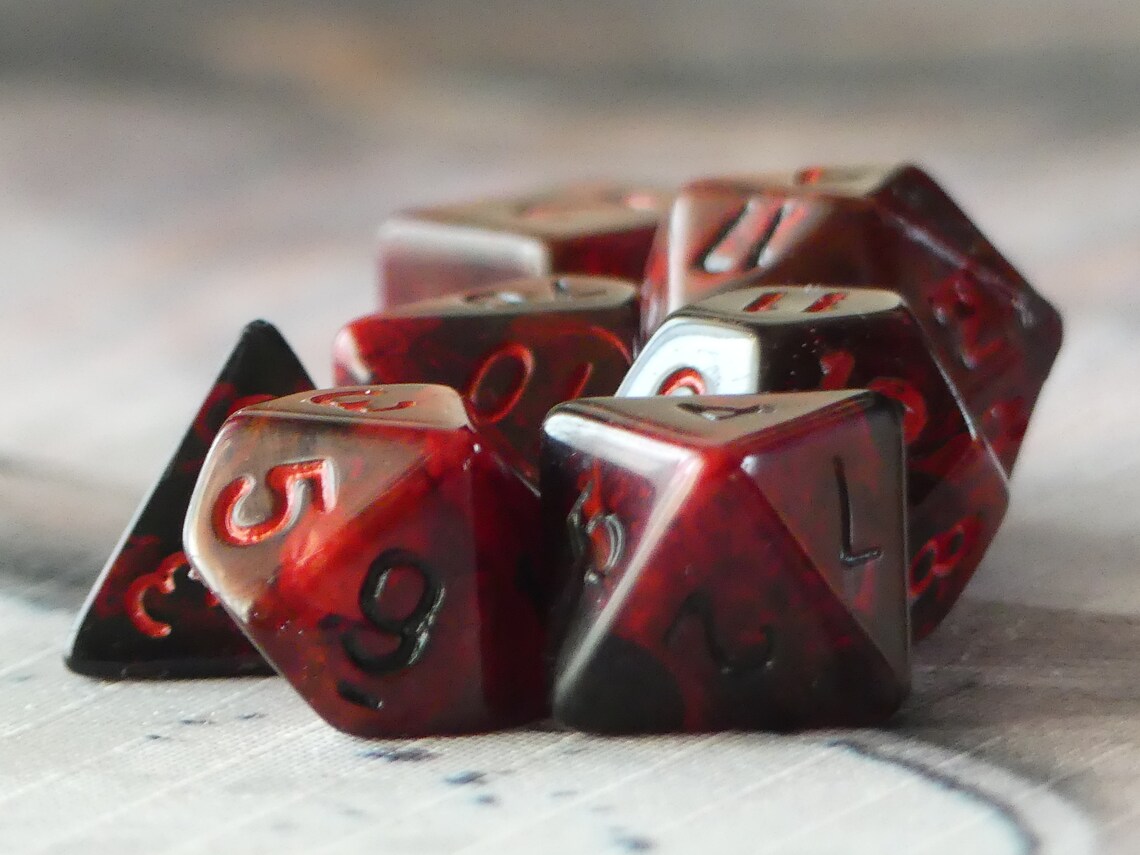 BLOOD DICE Handmade Resin 7 Dice Set for DnD Dungeons and | Etsy