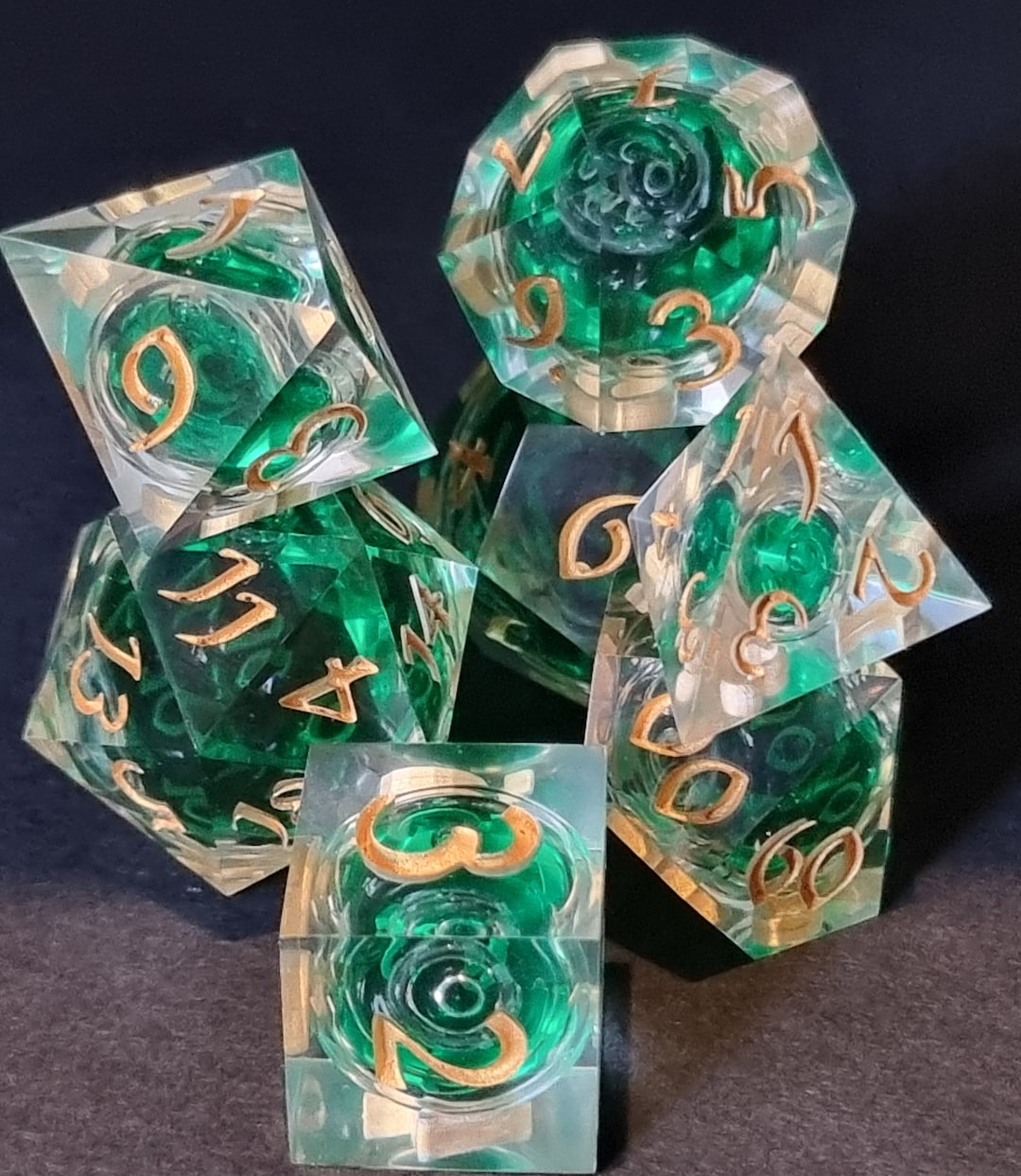POISON DICE Liquid Core, Handmade Resin 7 Dice Set for Dnd, Pathfinder ...