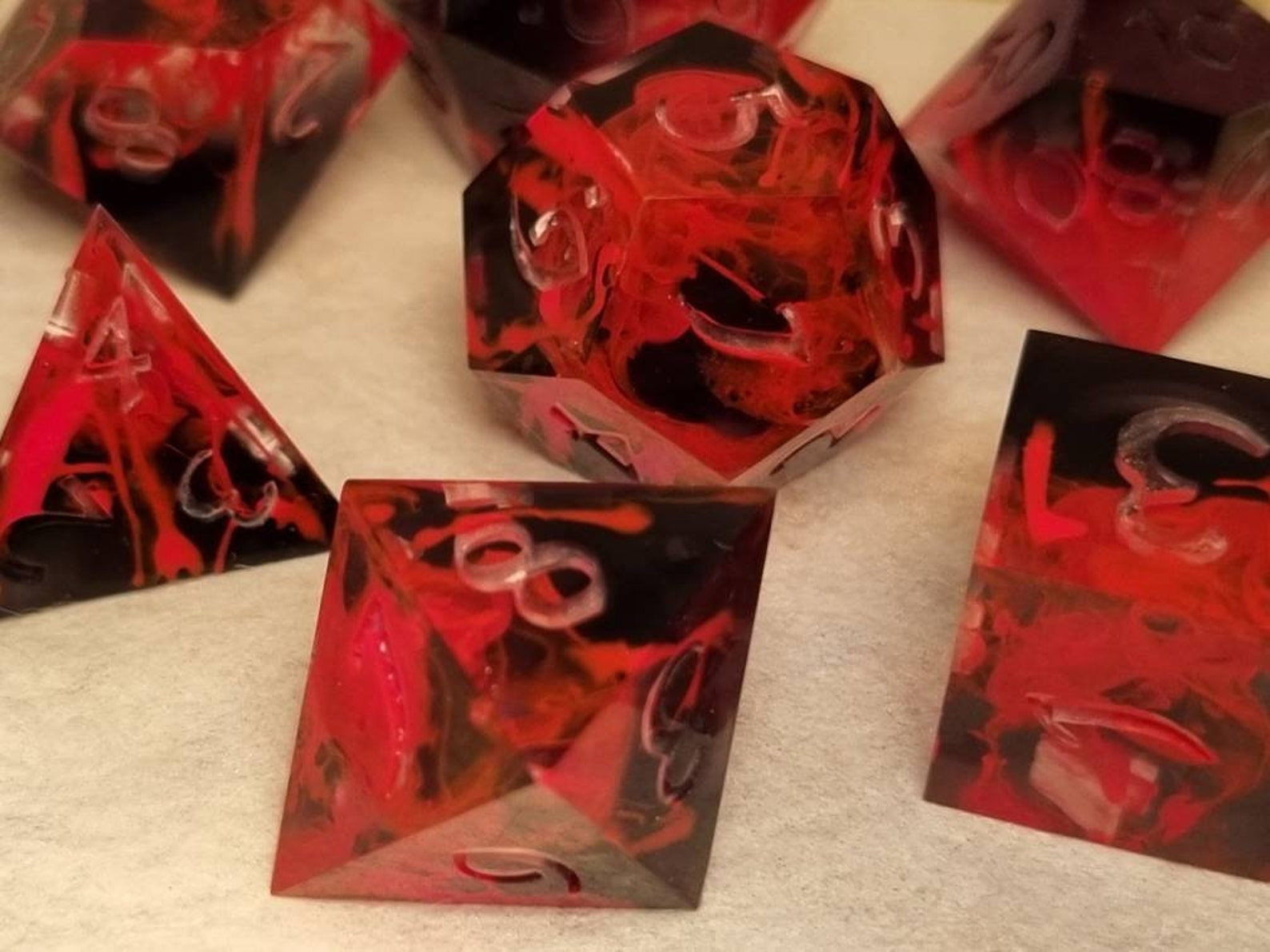 BLOOD DICE Handmade Resin 7 Dice Set for Dnd Dungeons and - Etsy
