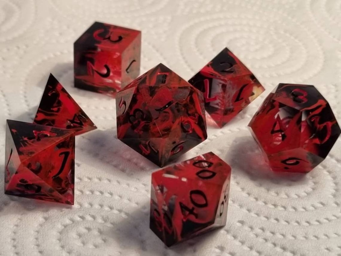 BLOOD DICE Handmade Resin 7 Dice Set for Dnd Dungeons and - Etsy