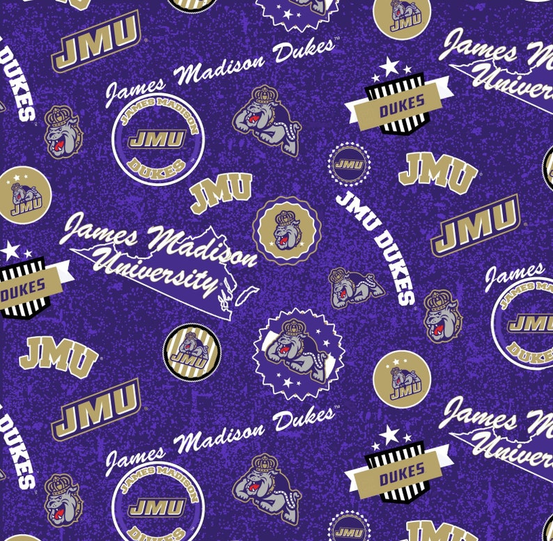 JMU Duke Dog & Logos 1208 James Madison University 45" Cotton Fabric - Etsy
