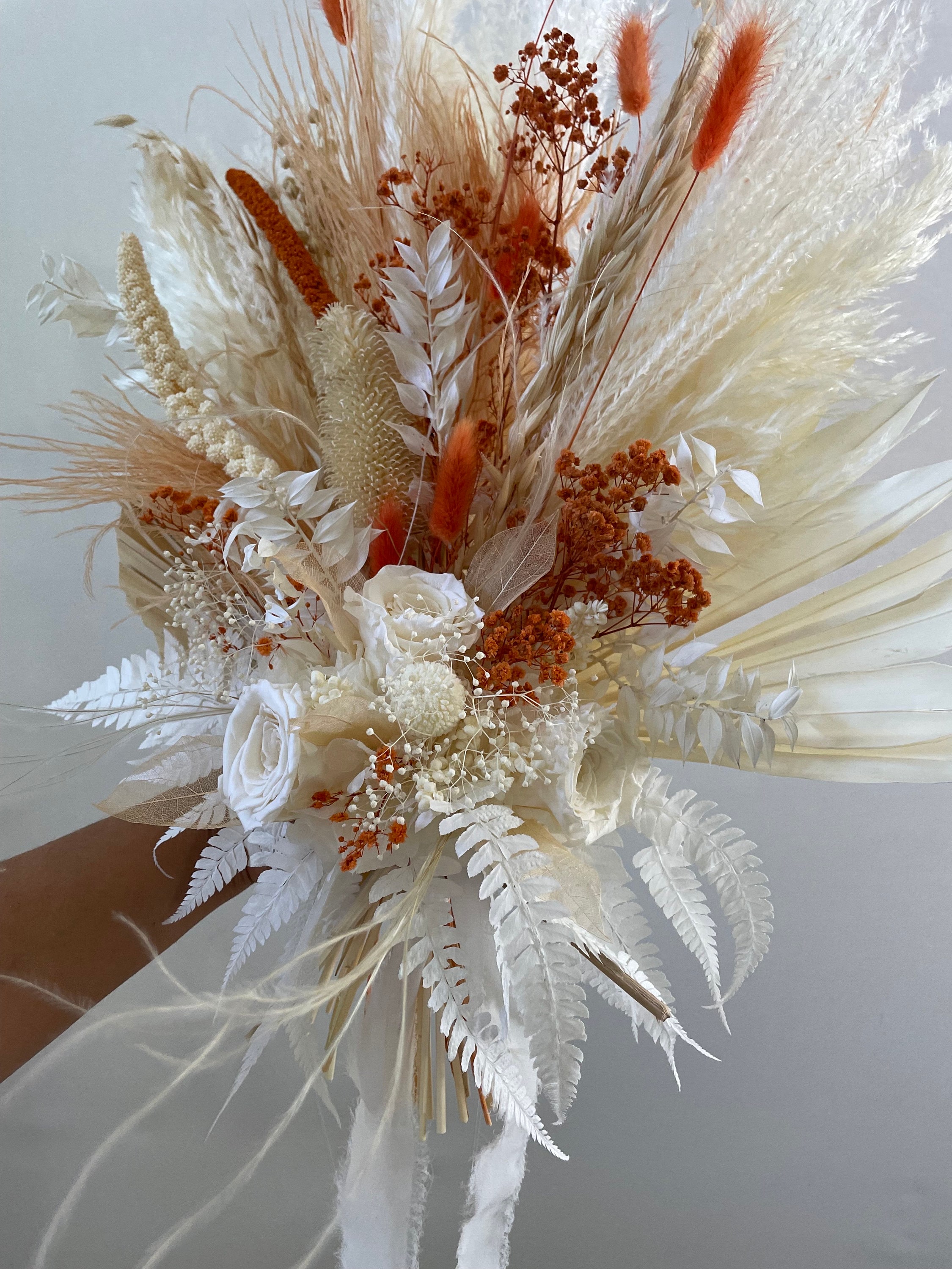 Rust Bridal Bouquet Orange Wedding Bouquet- Boho Bridal Bouquet- Burn ...