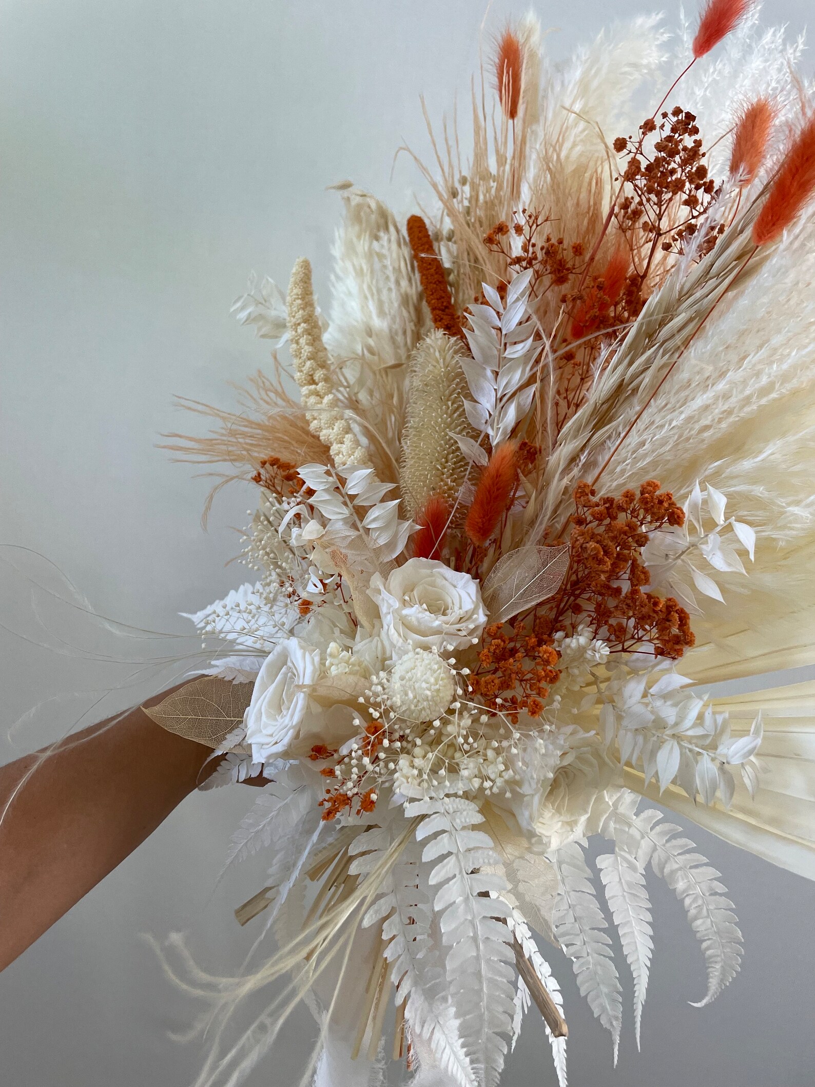 Rust Bridal Bouquet Orange Wedding Bouquet- Boho Bridal Bouquet- Burn ...