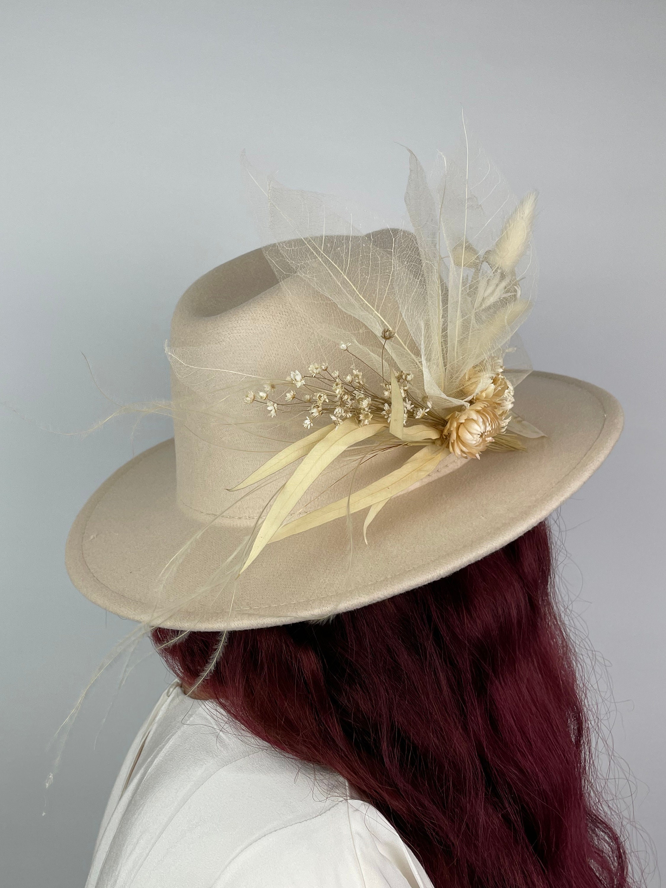 Ivory Flower Fedora Hat: Boho Bridal Wedding Photoshoot Accessory - Etsy