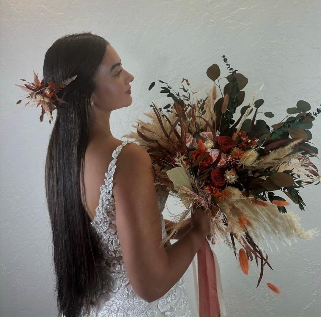 Wildflower Flower Rust Terracotta Dried Flower Bouquet Pampas Grass ...